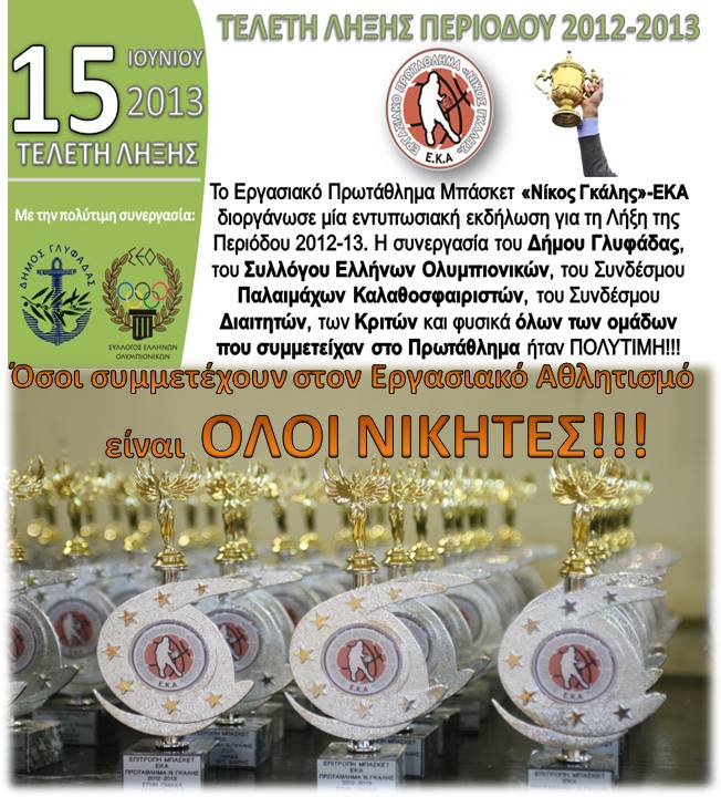 Εργασιακό Πρωτάθλημα Μπάσκετ “Νίκος Γκάλης” – ΕΚΑ – Τελετή Λήξης ...